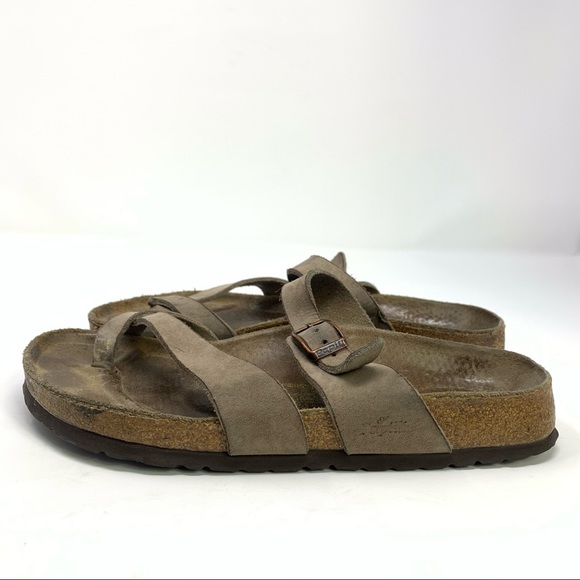 Birkenstock | Shoes | Birkenstock Papillio Tan Toe Loop Slip On Sandals ...